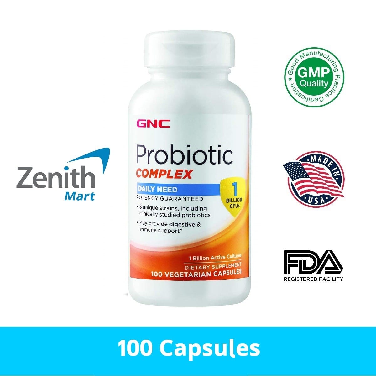 GNC Probiotic Complex 1 Billion CFU - 100 Capsules - Zenith Mart