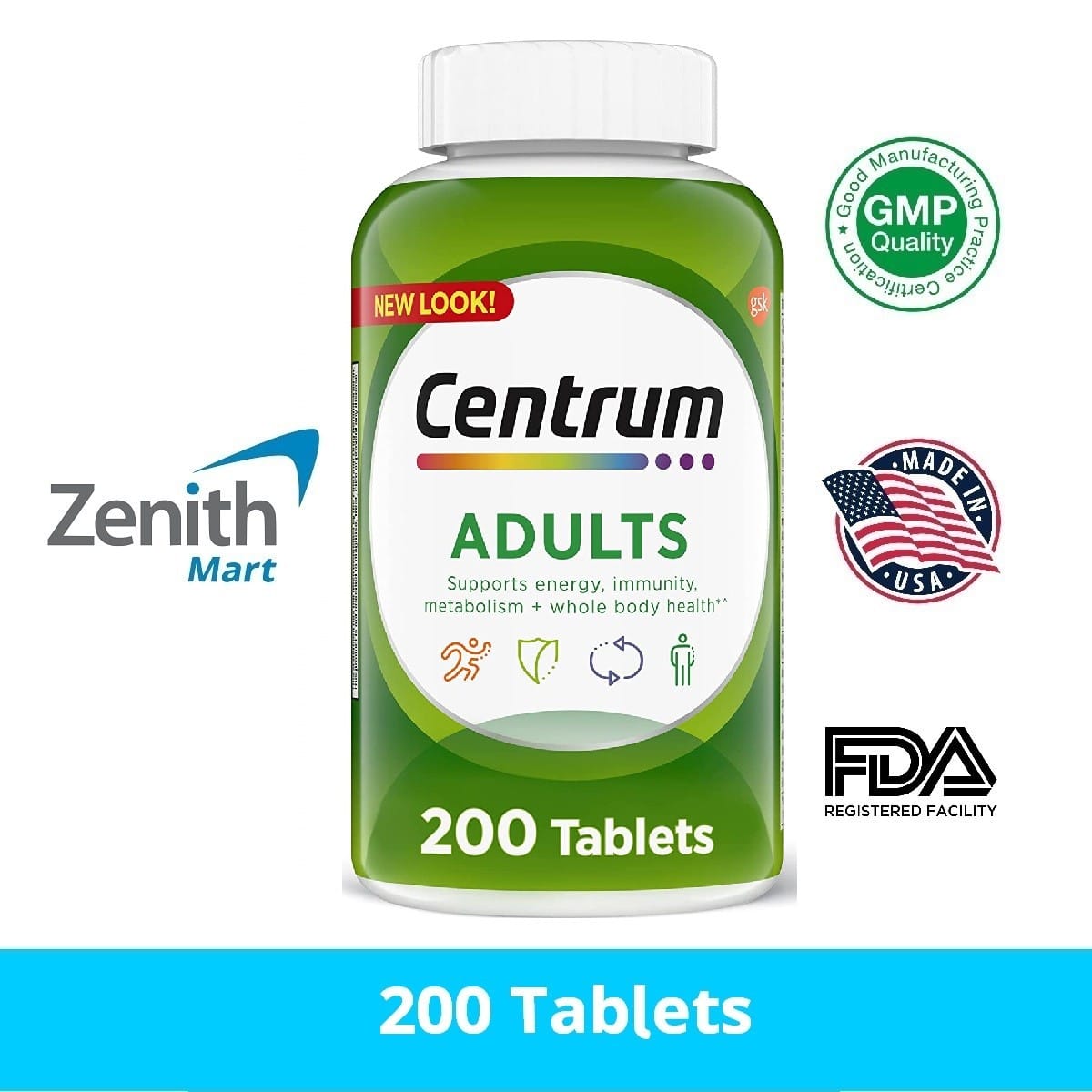 Centrum Adults Multivitamin - 200 Tablets - Zenith Mart