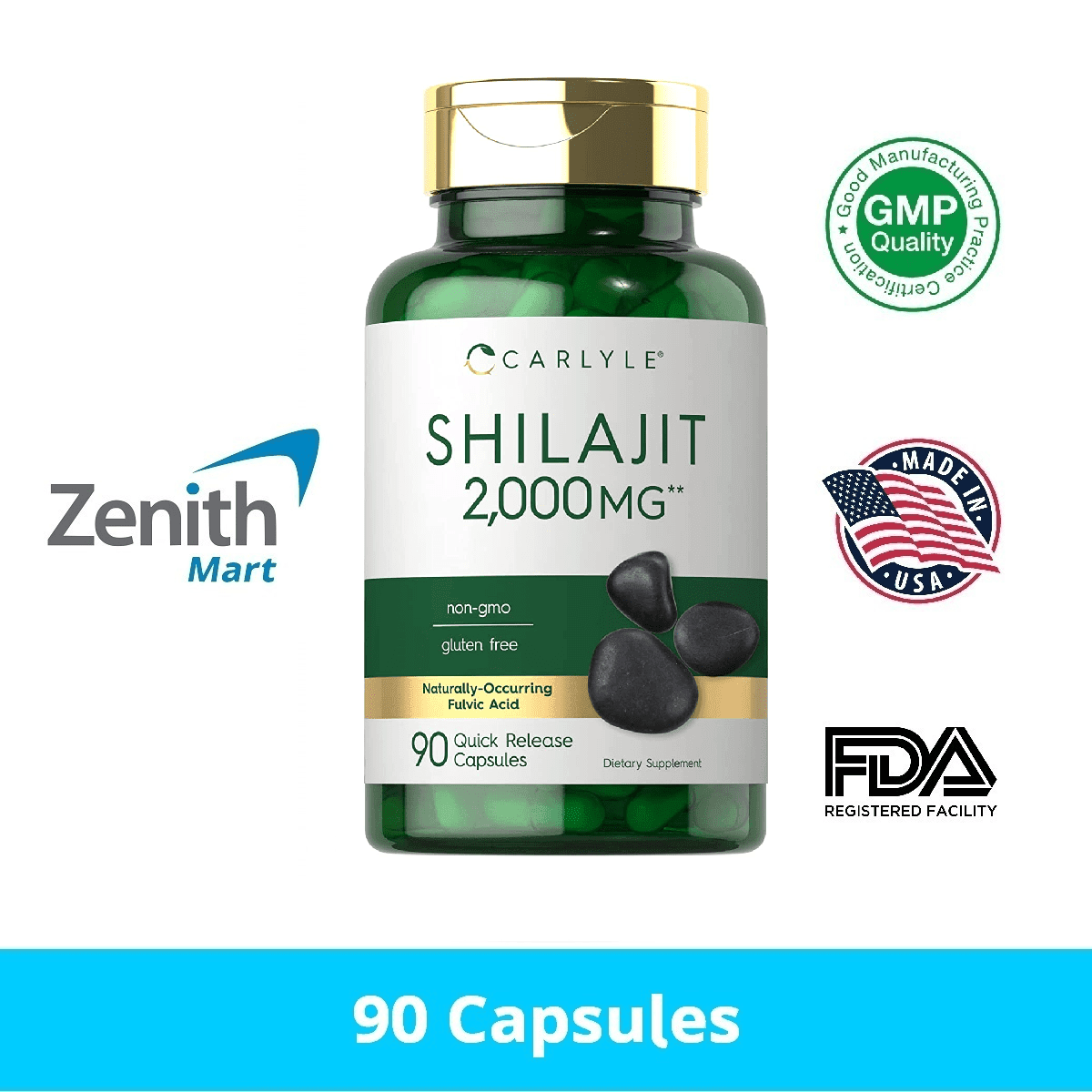 Carlyle Shilajit 2000 mg – 90 Capsules - Zenith Mart