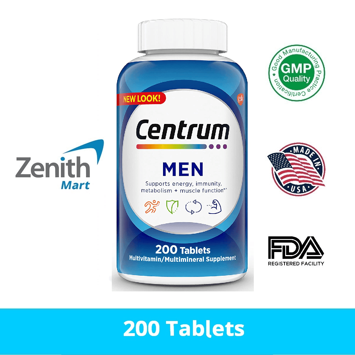 Centrum Men Multivitamin – 200 Tablets - Zenith Mart